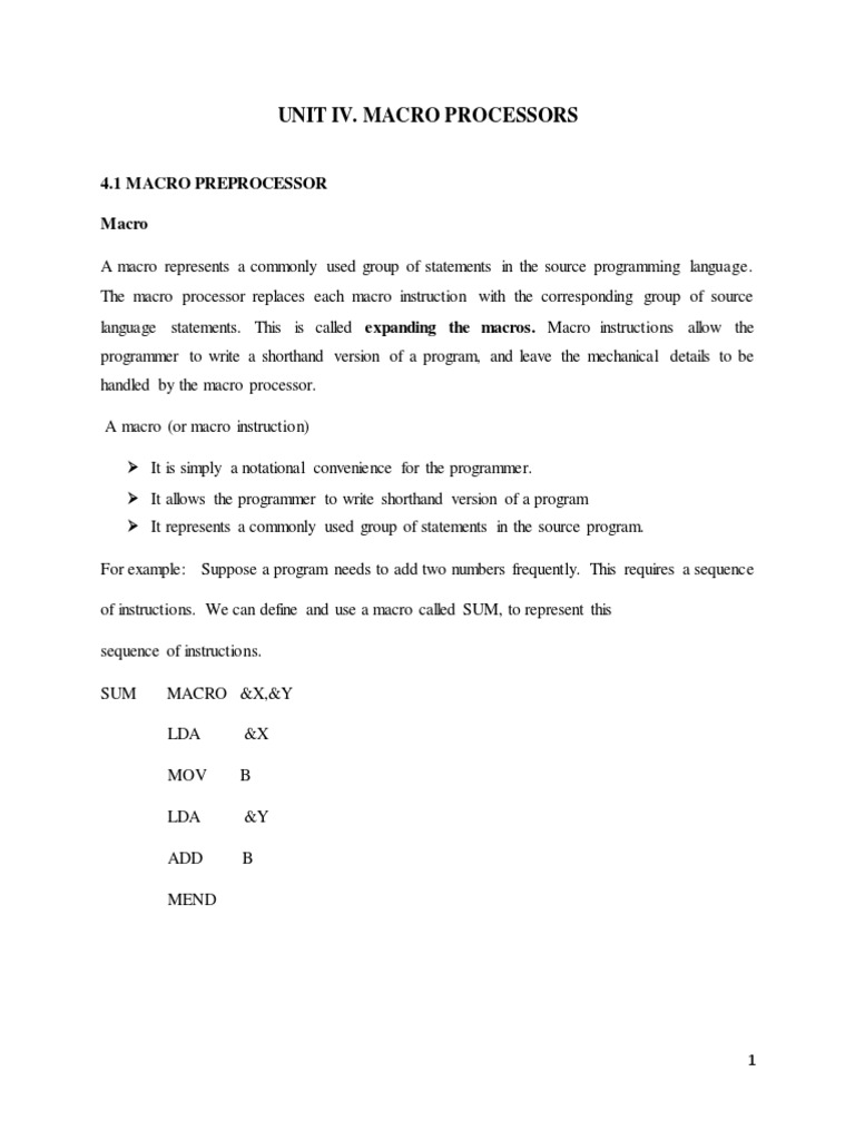 Unit Iv Macro Processor Pdf Parameter Computer Programming Macro Computer Science