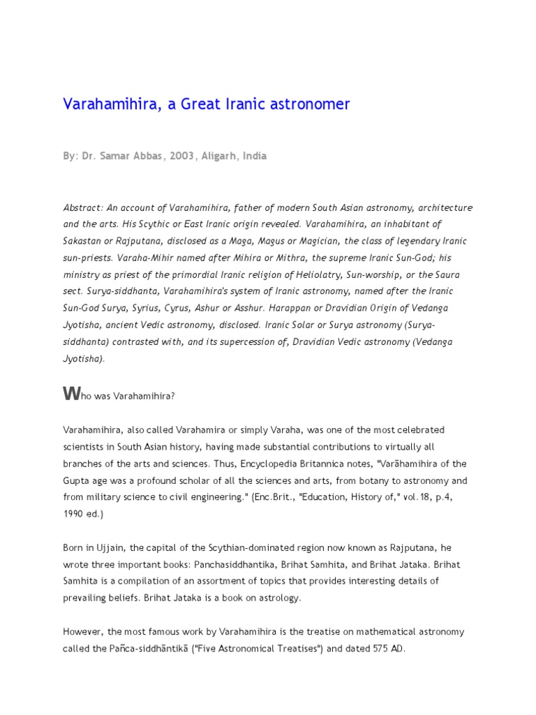 Varahamihira | PDF | Science | Astronomy