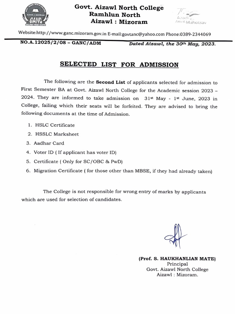 Ganc Admission 2nd Selected List | PDF