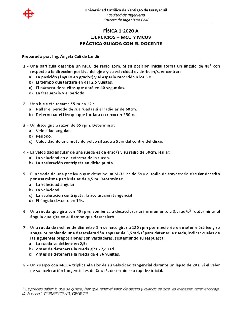 EJERCICIOS MCU+MCUV - PRACTICA GUIADA_d5e540dd77d1ae18fc86fc0517e575d7 | PDF | Aceleración ...