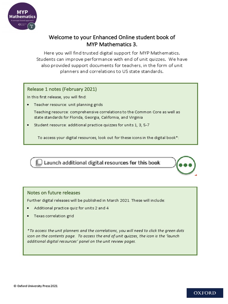 Mathematics MYP 3 - Release Notes | PDF