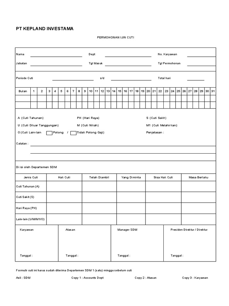 Form Cuti | PDF | Sick Leave | Human Resource Management