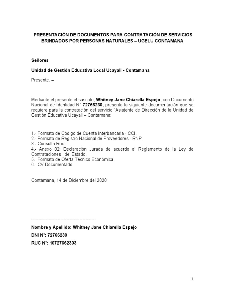 Carta de Presentacion de Documentos | PDF