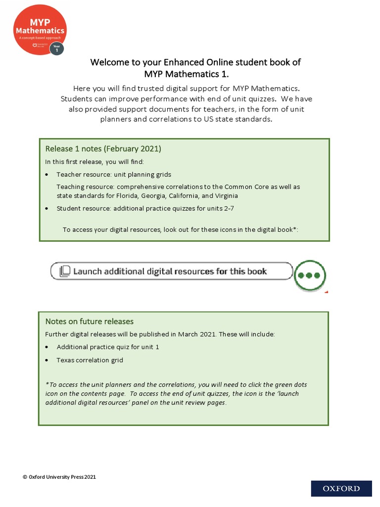 Mathematics MYP 1 - Release Notes | PDF | Business