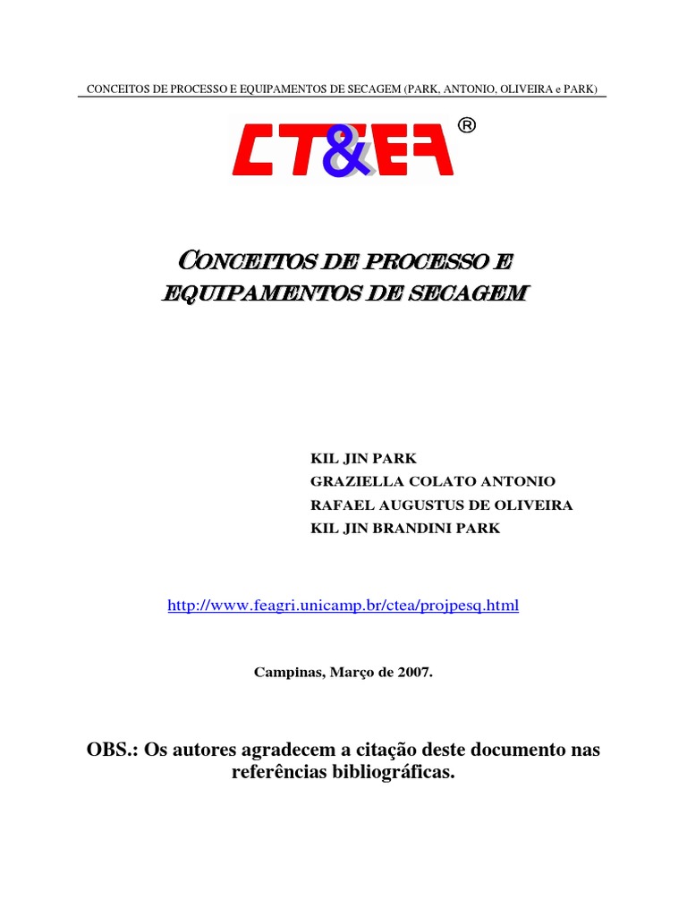 Conceito de Processos e Equipamentos de Secagem | PDF | Umidade | Umidade relativa