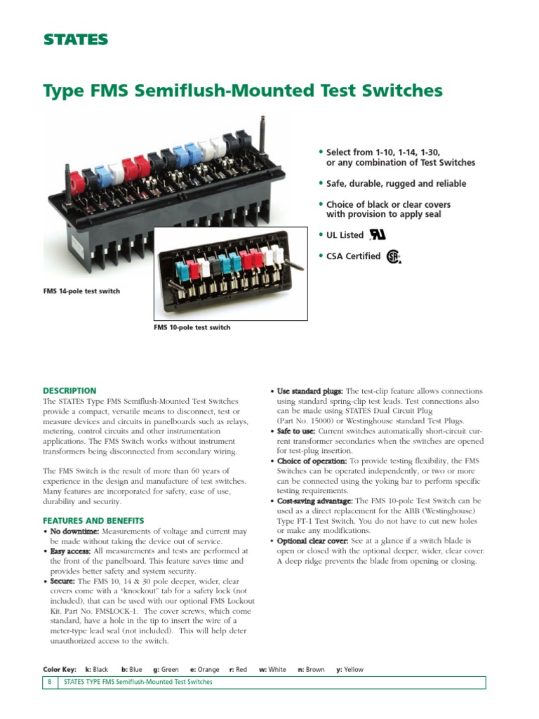 FMS Semiflush Test Switches Overview | PDF | Switch | Brown