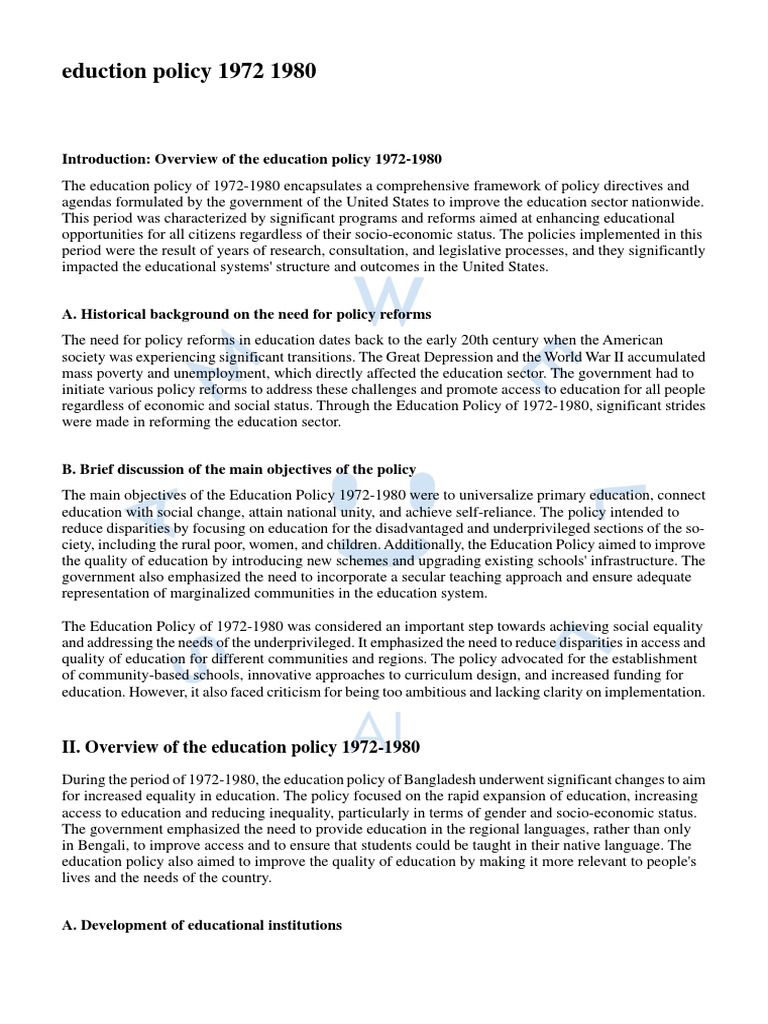 Eduction Policy 1972 1980 | Download Free PDF | Education Policy ...