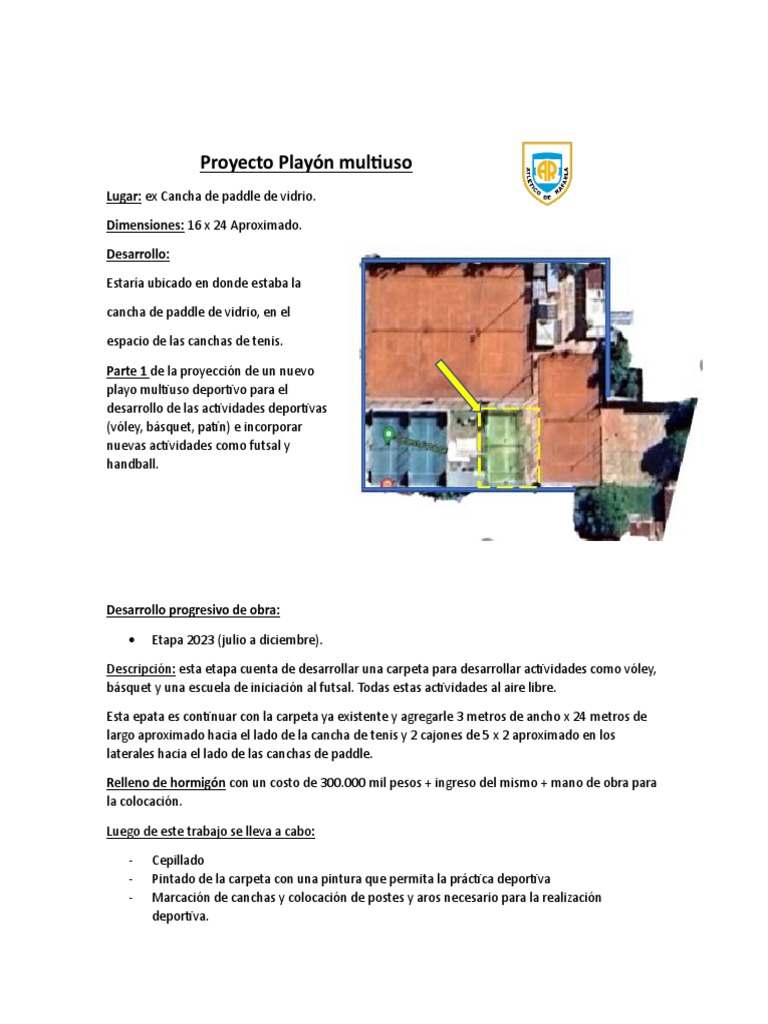 Proyecto Playón Multiuso. | PDF