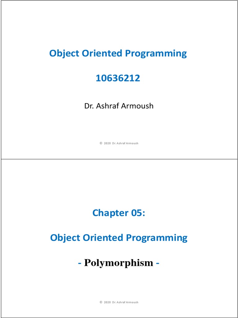 CH 05 OOP Polymorphism | PDF | Method (Computer Programming) | Class (Computer Programming)