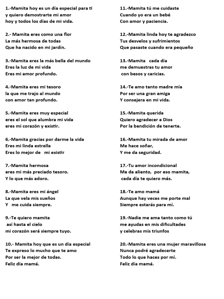 Poema Dia De La Madre Pdf Amor