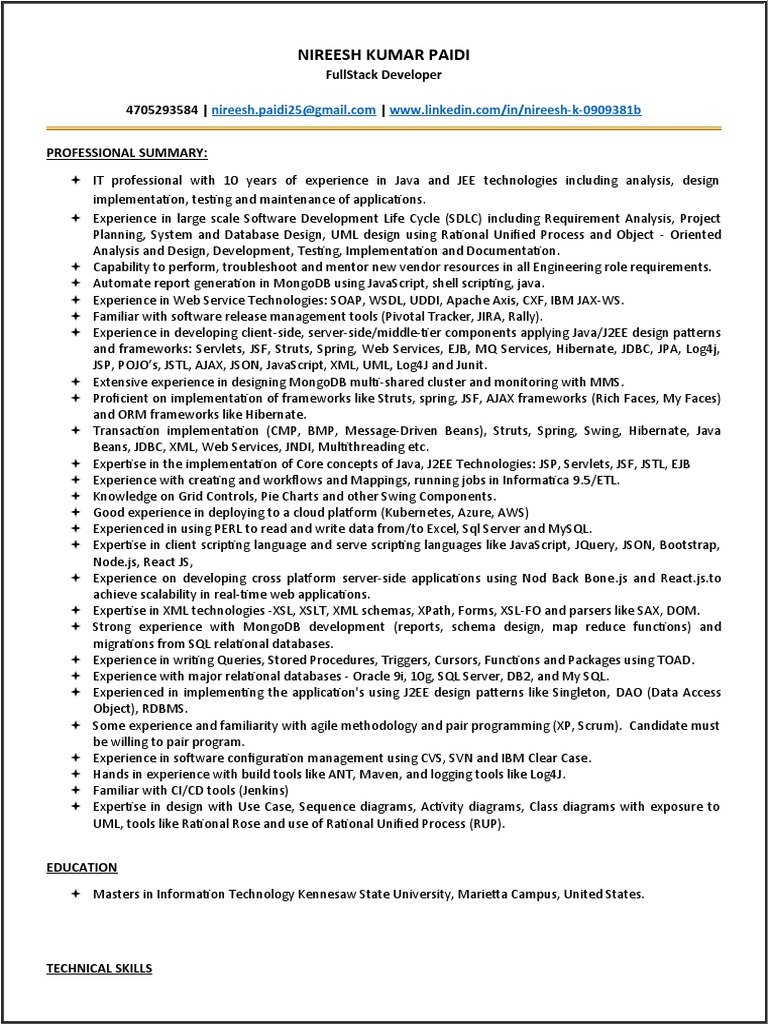 Nireesh Kumar Paidi - Updated Resume | PDF | Spring Framework | Web Service