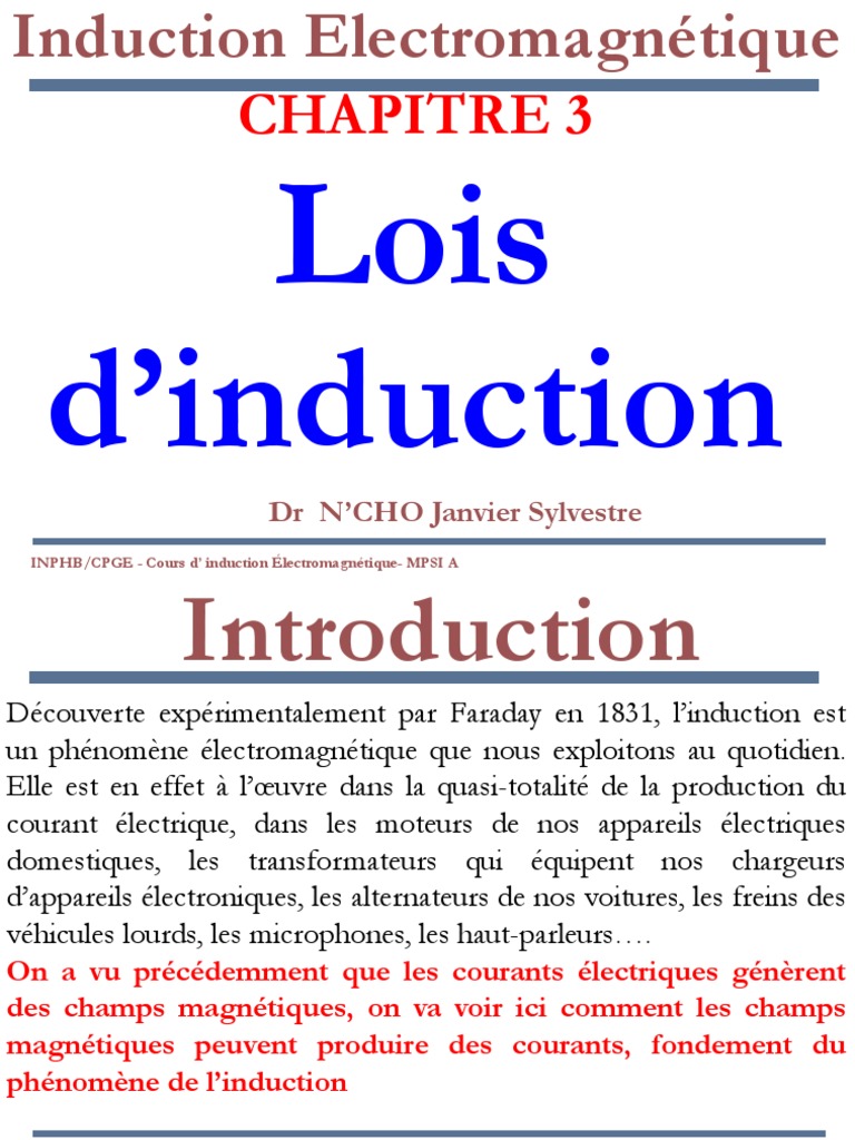 Induction Electromagnetique - Chapitre 3 - Lois D - Induction | PDF ...