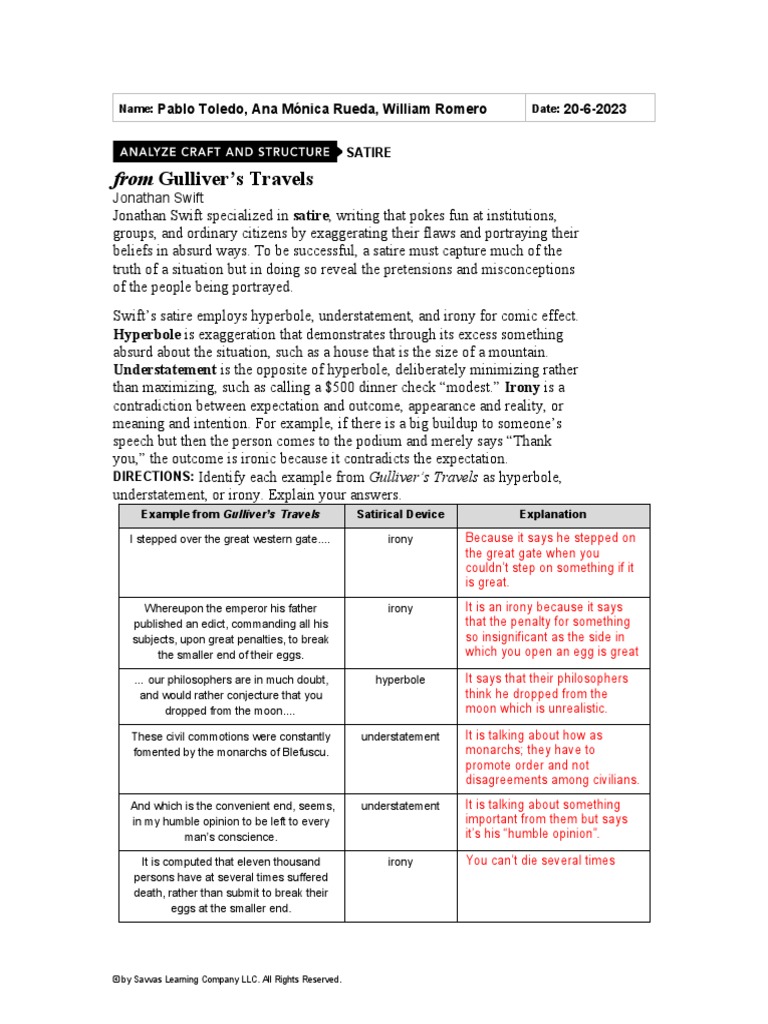 Satire Pdf Irony Gulliver S Travels