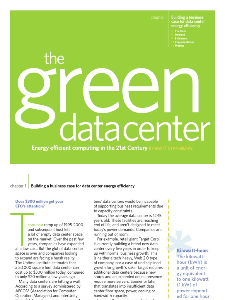 The Green Data Center Chapter 1 | PDF | Data Center | Efficient Energy Use