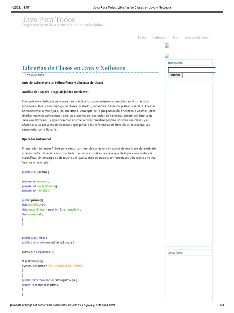 Java Para Todos Librerías De Clases En Java Y Netbeans Pdf Java Lenguaje De Programación