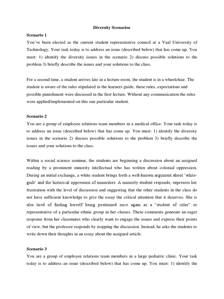 Addressing Diversity Issues in Scenarios | PDF