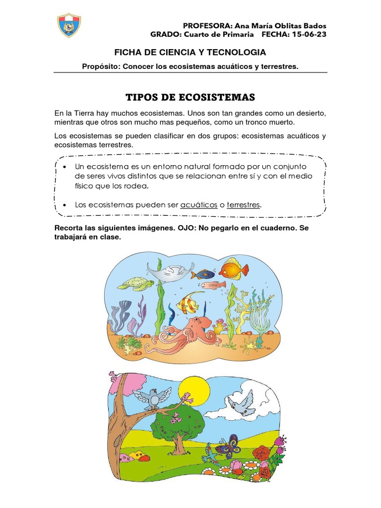 Ecosistemas Acuáticos y Terrestres para Cuarto | PDF
