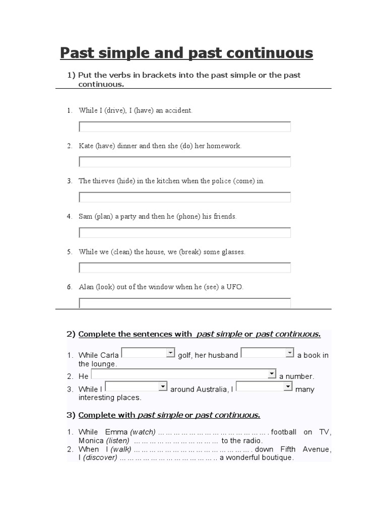 Past Simple and Past Continuous Exercises | PDF