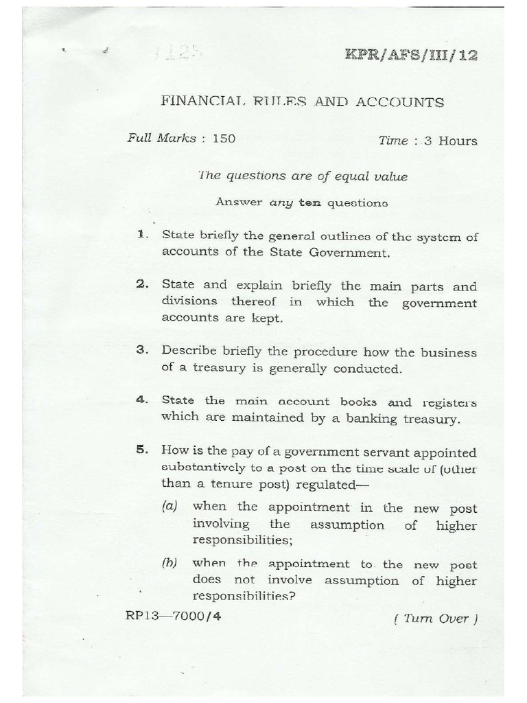 APSC Assam Finance Service 2015 - Financial Rules and Accounts Question ...