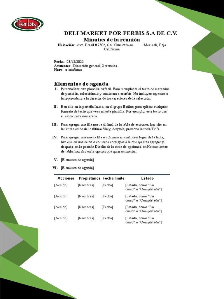 Formato para Minutas | PDF