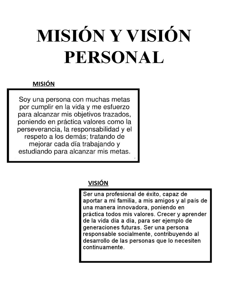 Misión y Visión Personal | PDF