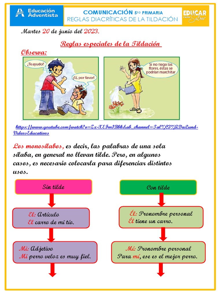 Clase Reglas Diacríticas de Tildación 5to | PDF
