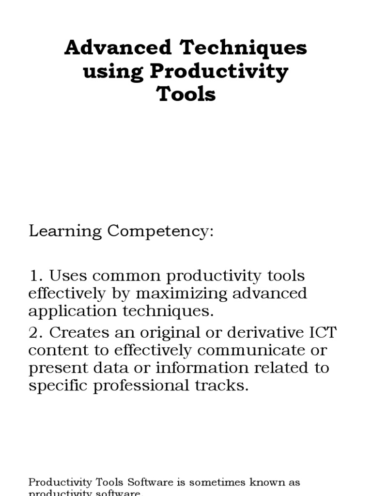 Advanced Productivity Tools Overview | PDF | Computers