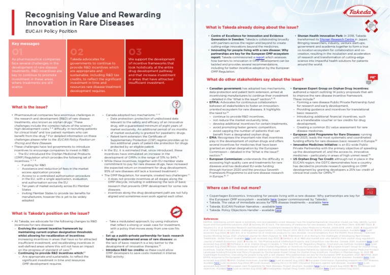 Takeda_EUCAN Policy Position_Recognising Value & Rewarding Innovation ...
