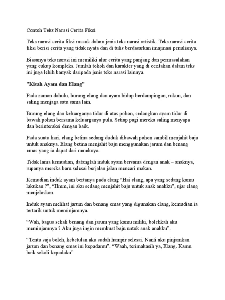 Contoh Teks Narasi Cerita Fiksi | PDF