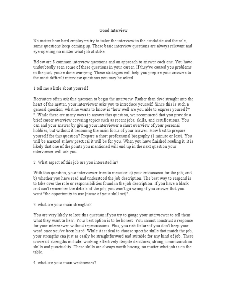 Good Interview vs bad interview (2) | PDF | Interview | Job Interview