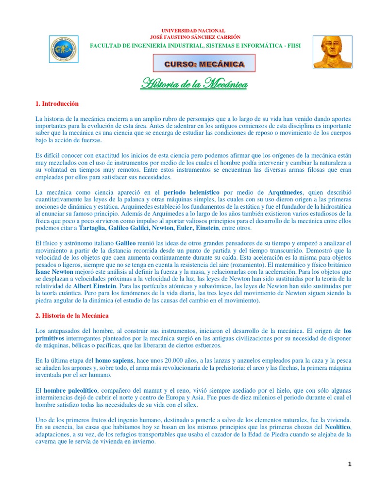 Historia De La Mecánica Pdf Vacío Fuerza
