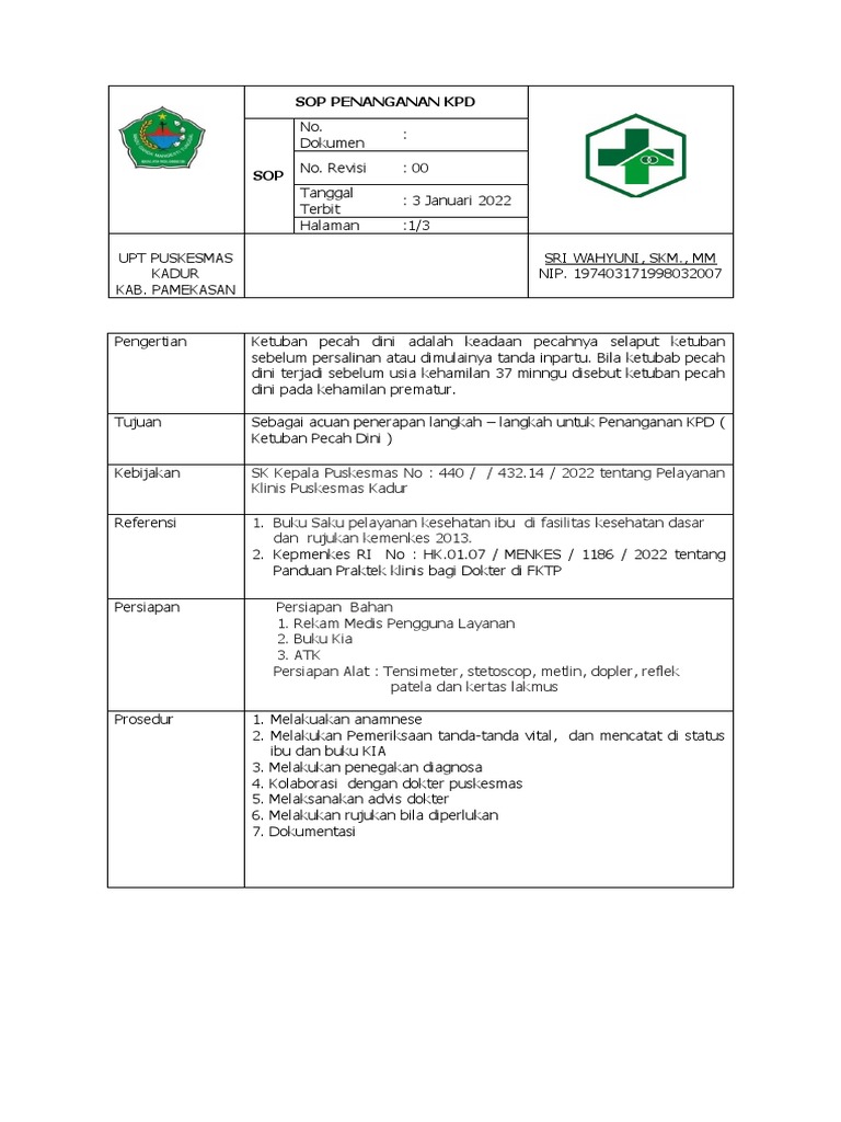 Sop Penanganan KPD Revisi-1 | PDF