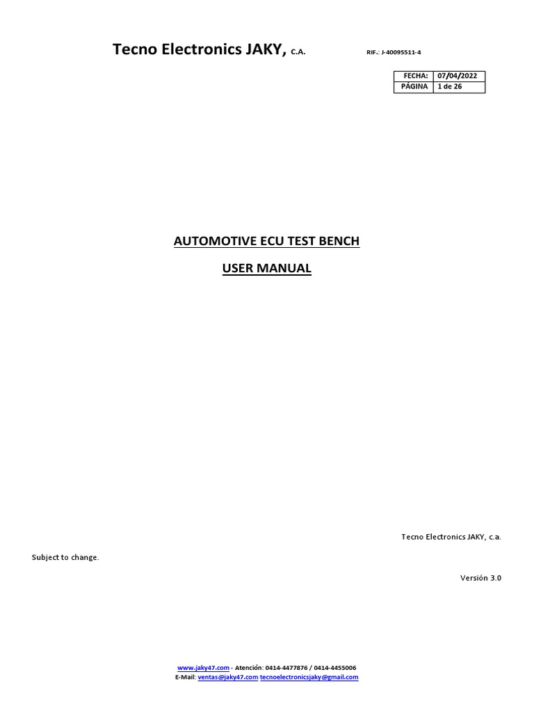 User Manual ECU Test Bench Modelo MARK50 V1 | PDF | Manufactured Goods ...