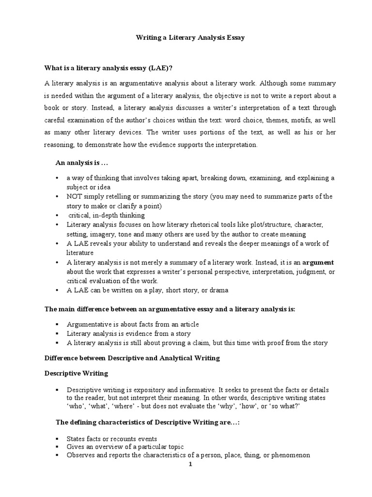 Understanding Literary Analysis Essays | PDF | Essays | Sense And ...