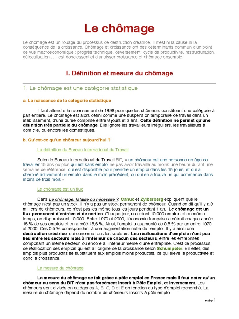 Comprendre le Chômage Économique | PDF | Chômage | Main-d'œuvre