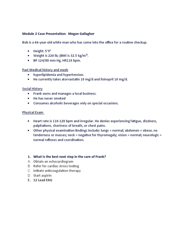 module 2 case study studentf | PDF | Physiology | Human Diseases And Disorders