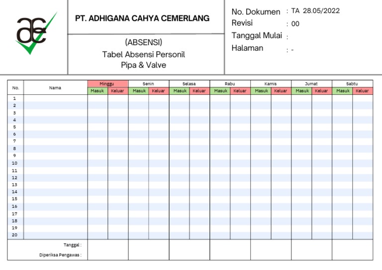 Tabel Absensi ACC | PDF
