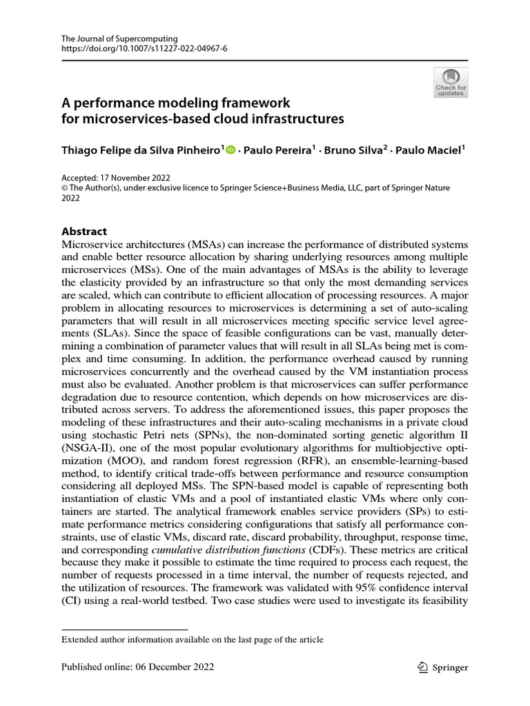02 A Performance Modeling Framework For Microservices Based Cloud Infrastructures Pdf