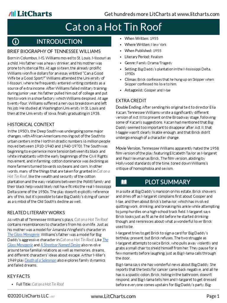 Cat On A Hot Tin Roof LitChart | PDF | Psychology