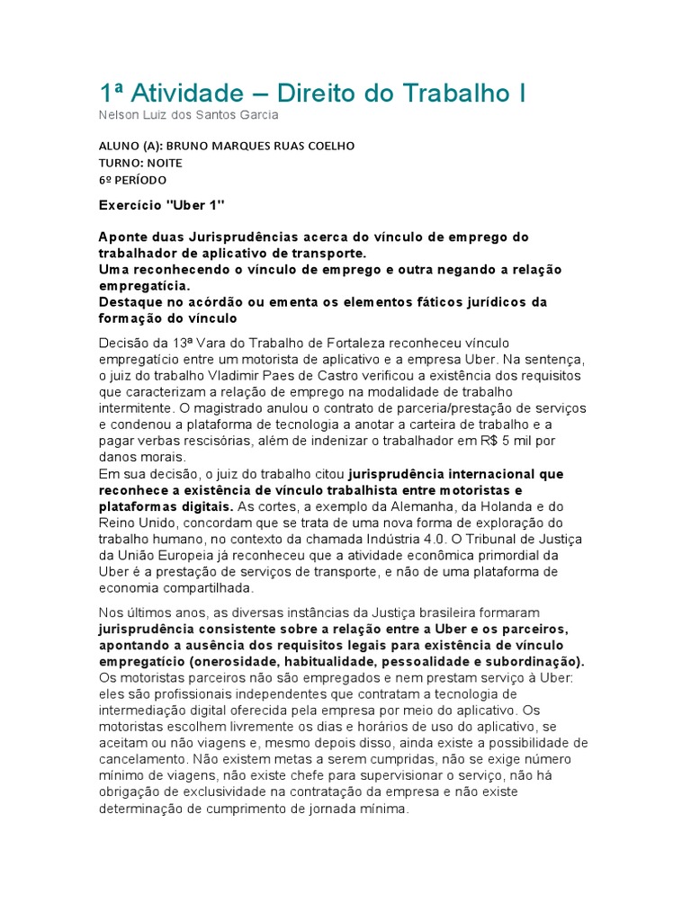 1 Atividade DR TRAB | PDF