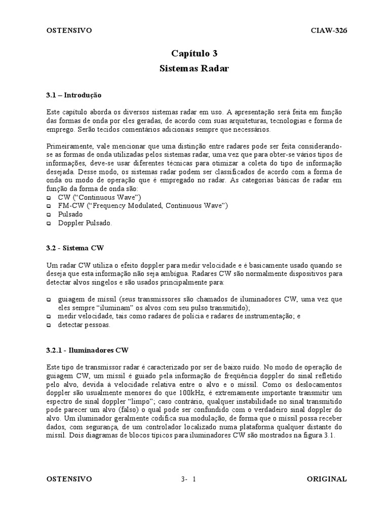 Sistemas Radar: Tipos e Funcionamento | PDF | Radar | Efeito Doppler