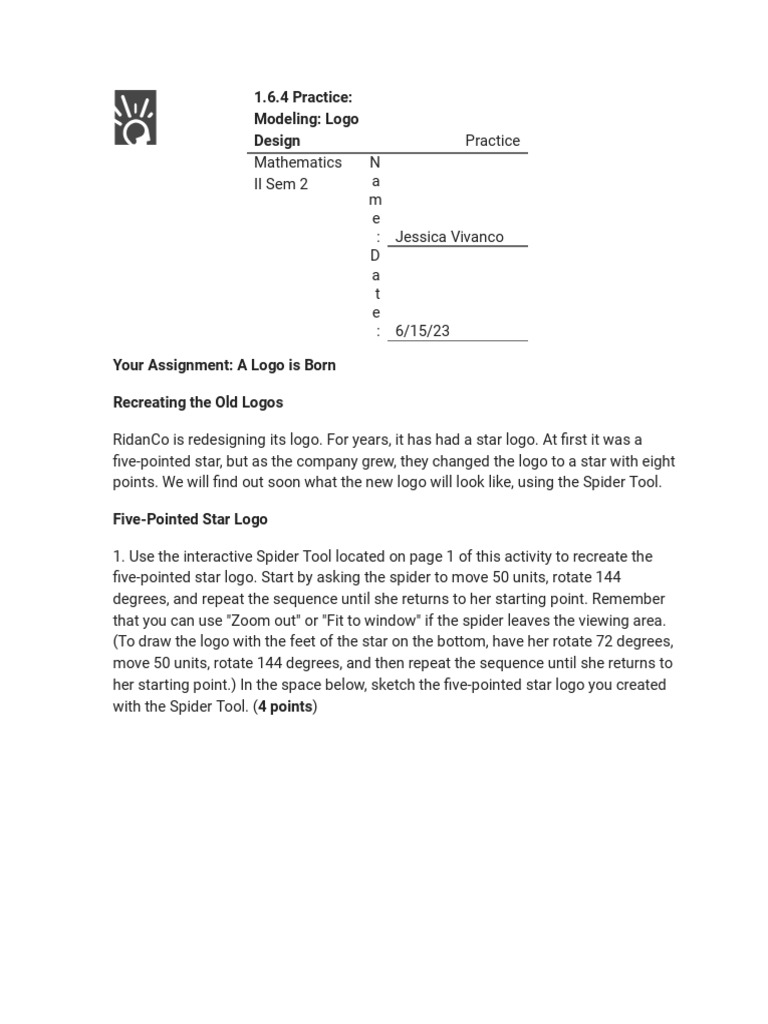 1.6.4 Practice - Modeling - Logo Design (Practice) | PDF