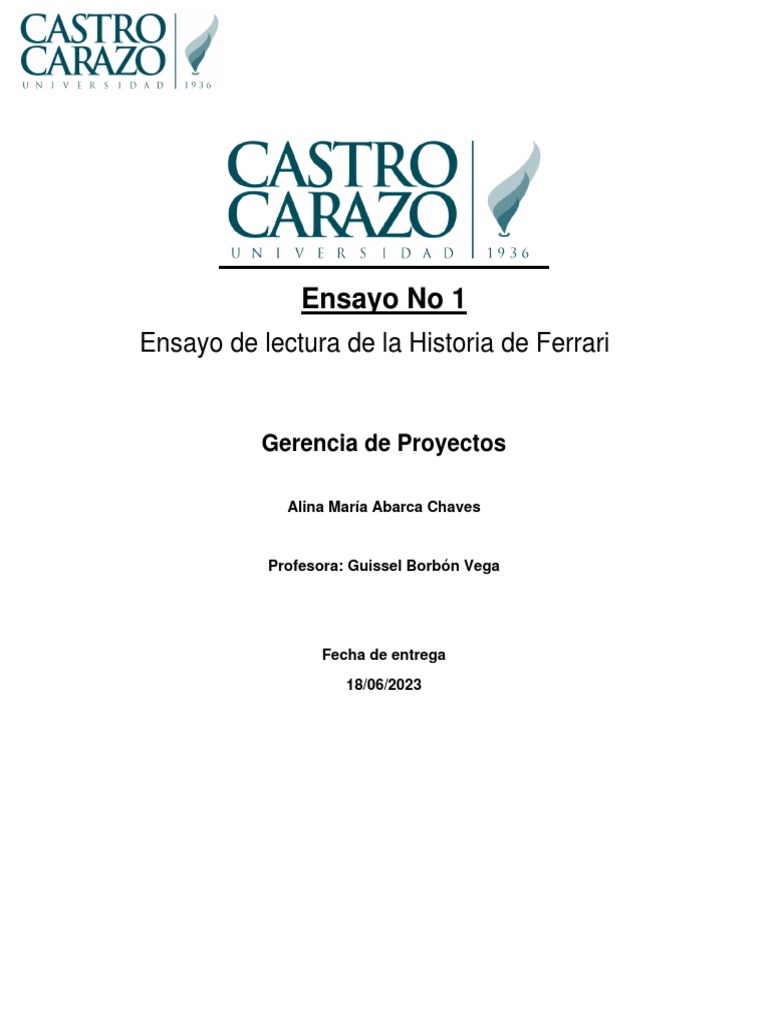 Ensayo de lectura. Ferrari | PDF | Ferrari | Coche