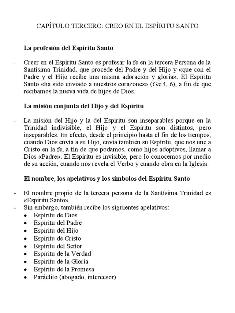 Tema 005 - Creo en El Espíritu Santo | PDF | espíritu Santo | Jesús