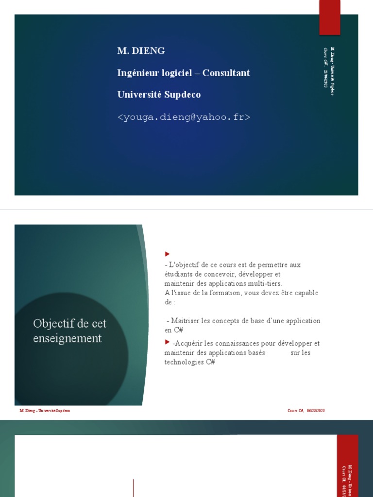 Cours C# | PDF | C# (Langage de programmation) | Environnement de ...