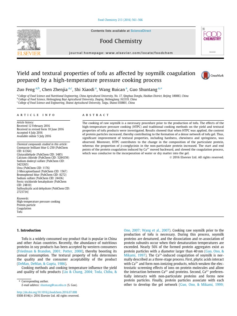 1 s2.0 S0308814616310305 Main | Download Free PDF | Gel Electrophoresis | Tofu