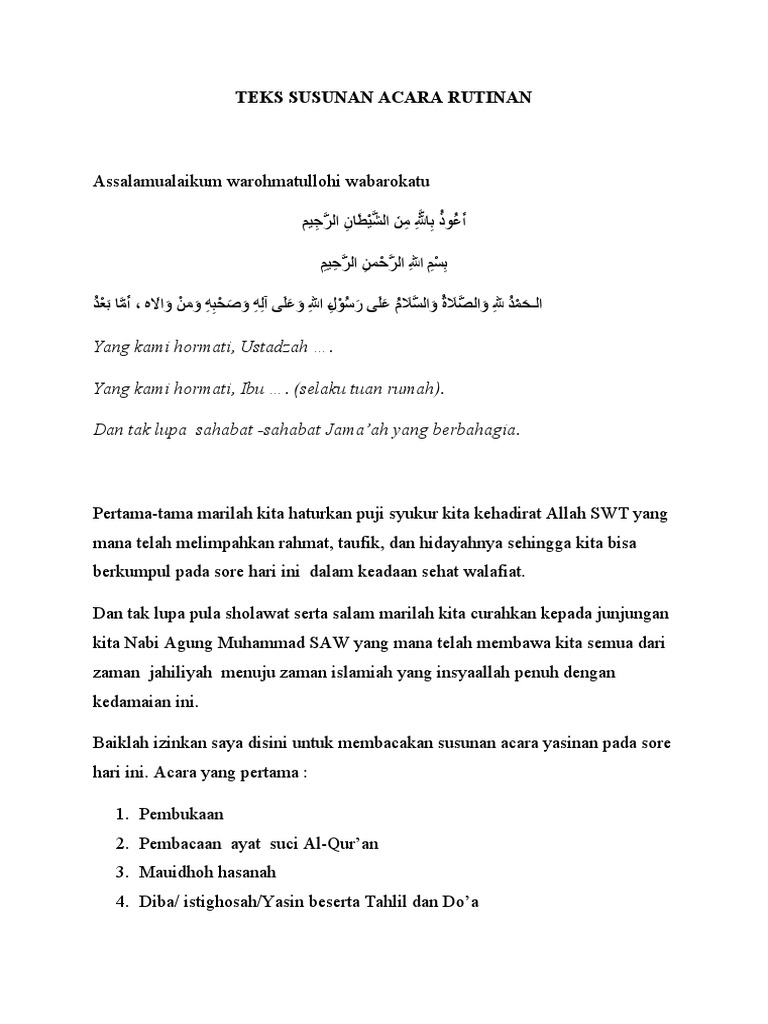 Teks Susunan Acara Rutinan | PDF