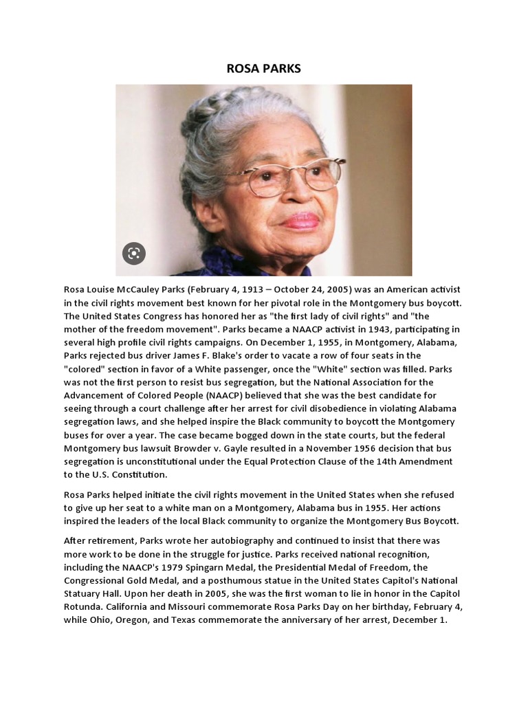 Rosa Parks: Catalyst of Civil Rights | PDF