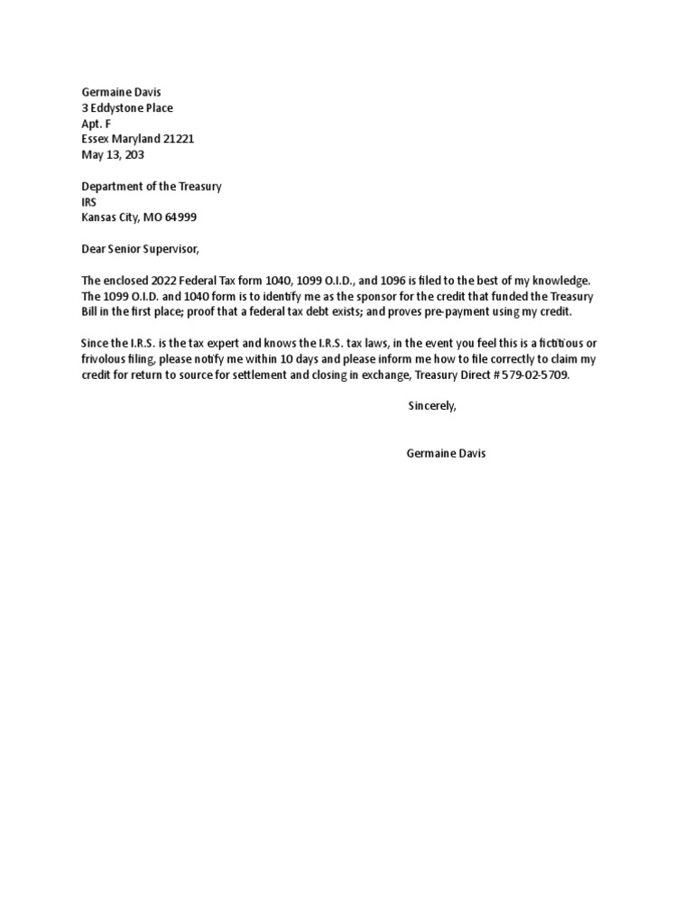 1099 Oid Letter | PDF