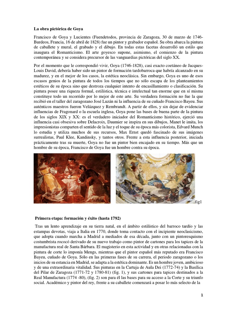 La Obra Pictórica de Francisco de Goya | PDF | Francisco Goya | Artes ...